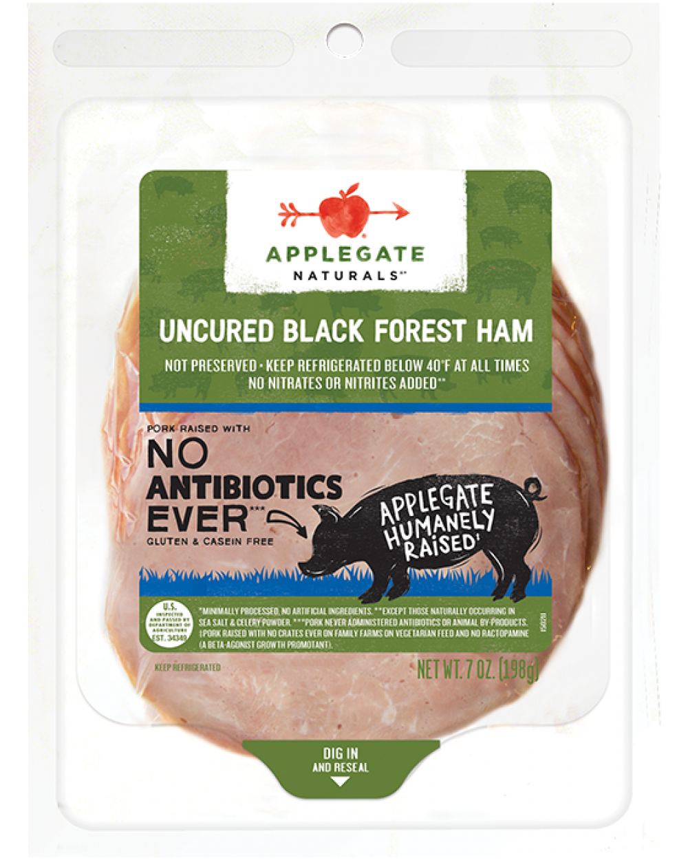 Applegate Ham Black Forest Uncured 7oz - SFV